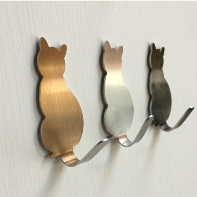 Strong Adhesive Stainless Steel Cat Wall Sticker Hanger | StarkTrends